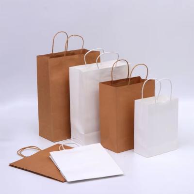 China Wholesale Eco-Friendly Recycled Custom Logo Kraft Paper Bags For Food Delivery Handles Supermarket Halloween Gift Take Bags for sale
