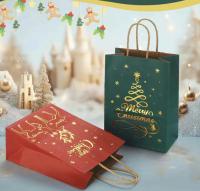 China Christmas Paper Gift Bags Kraft Paper Festival Handbags Gift Bags With Twisted Handles Perfect For Holiday Parties And Gift Packaging for sale