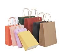 China Wholesale brown kraft paper bags accept custom printing, stock gift bags, fast food take-away twisted handle shopping bags for sale