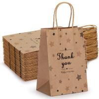 China Double-Sided Stars Fashion Design Merchandise Retail Party Favor Recyclable Kraft Bags Twisted Handles For Thank You Craft Gifts for sale