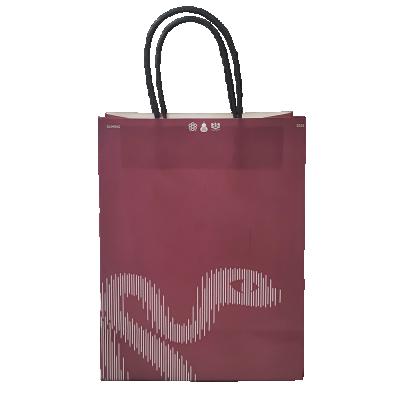 China Custom Relief Printing Eco Luxury Gift Food Takeaway Recyclable Tote Red Paper Bags With Strong Logo for sale