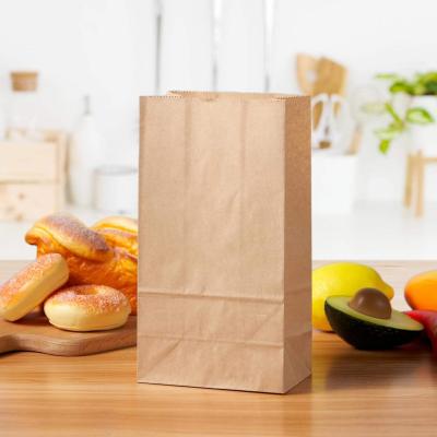 China Custom Food Party Wedding Recyclable Sos Block Bottom Brown Bread For Take Out Eco-Friend Gift Paper Bag for sale