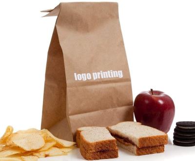 China Recycled Paper Lunch Bags Factory Supplier Wholesale Custom Printed SOS Kraft Bread Brown Paper Bag  Sandwich for sale