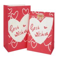 China Blessing Party Gift Eco-Friendly Recyclable Love Heart Red Sos Bottom  Food Storage-Kraft Bags for sale