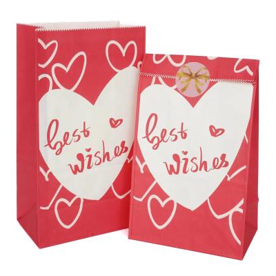 China Blessing Party Gift Eco-Friendly Recyclable Love Heart Red Sos Bottom  Food Storage-Kraft Bags for sale