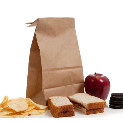 China Eco Bread Snack Popcorn Lunch Recyclable SOS Block Bottom Kraft Promotion Takeaway Paper Bag for sale