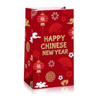 China Custom Candy Party Decoration Good Luck Lantern  SOS Block Bottom Red Paper Chinese New Year Gift Bag for sale