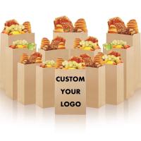 China Disposable Biodegradable Coffee Bean Bakery Customized Color Food Kraft Brown No Handle Sos Take Away Paper Bag for sale