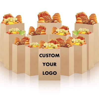 China Disposable Biodegradable Coffee Bean Bakery Customized Color Food Kraft Brown No Handle Sos Take Away Paper Bag for sale