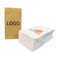 China Recyclable White Flat Lunch Grocery Paper Packaging Bags Custom Logo Kraft Paper SOS Bag With Square Bottom for sale