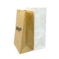 China Custom Logo Plain White Brown Greaseproof SOS Kraft Paper Bags Without Handles Square Bottom Disposable Paper Lunch Bags for sale