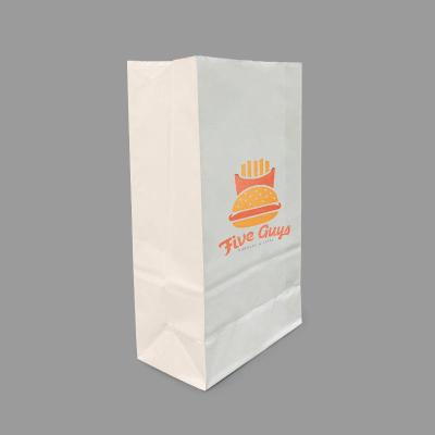 China Custom Logo SOS White Kraft Bread Paper Bags For Medicine Square Bottom Paper Bags No Handles for sale