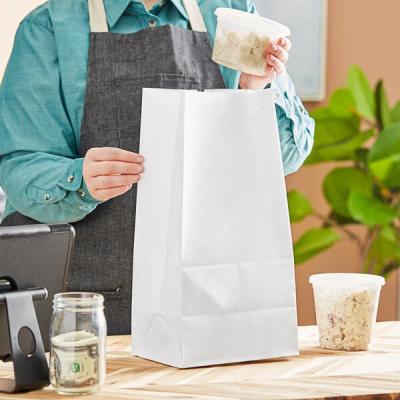 China SOS Lunch Bag Fast Food Paper Bag White Takeout Square Bottom Kraft SOS Paper Bag for sale