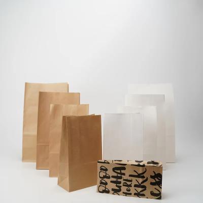 China Customize Logo Recycled Small White Brown Kraft Paper Bag For To Go Take Out Pharmacy Grocery SOS for sale