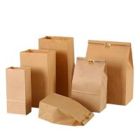 China Customize Disposable SOS Kraft Paper Bags Fast Food Baking Fried Chicken Square Flat Bottom Greaseproof Packaging Bag No Handle for sale