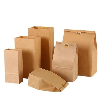 China Customize Disposable SOS Kraft Paper Bags Fast Food Baking Fried Chicken Square Flat Bottom Greaseproof Packaging Bag No Handle for sale