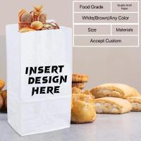 China Custom Logo Greaseproof Recycled White Kraft Takeout Shopping Delivery Takeaway Lunch Food Packing Bread SOS Paper Bag for sale