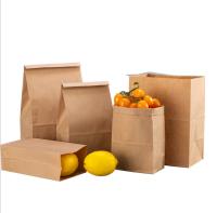 China Biodegradable Lunch Bag Greaseproof Take Away Custom Printed Logo Sos Brown White Kraft Paper Bags for sale