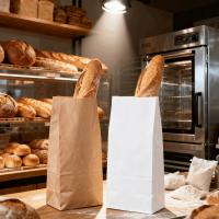 China Food-Grade Flat Bottom Kraft Paper Bag For Bakery Pastry Bread Packaging Custom Logo Printing Grease-Resistant SOS Lunch for sale