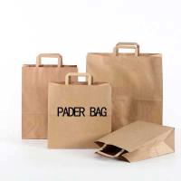 China Flat Rope Kraft Paper Thickened Shopping Handbag With Printed Logo Gift Bag Biodegradable Environmentally Friendly Packaging Bag for sale