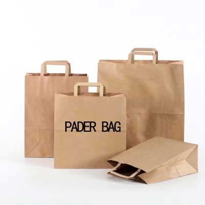 China Flat Rope Kraft Paper Thickened Shopping Handbag With Printed Logo Gift Bag Biodegradable Environmentally Friendly Packaging Bag for sale