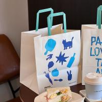 China Custom Eco-Friendly Biodegradable Handmade Classic Recyclable Food Safe Restaurant Kraft Paper Bags Flat Handles Personalized for sale