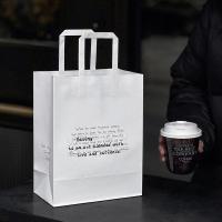 China Customized Biodegradable Kraft Hot Stamping Logo Printing Bakery Packaging Takeout Paper Bag with Flat Handles for sale
