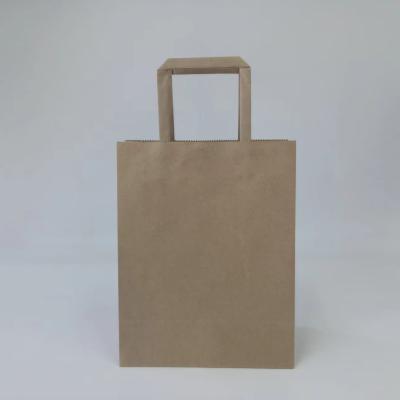China Recyclable Eco-Friendly Flat Handle Takeaway Carry White Kraft Paper Bag With Your Own Logo for sale