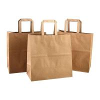 China Custom Eco Tasche Bolsa Papel Brown Kraft Paper Craft Gift Bag With Flat Handle for sale