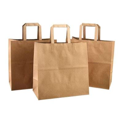 China Custom Eco Tasche Bolsa Papel Brown Kraft Paper Craft Gift Bag With Flat Handle for sale