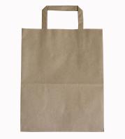 China Flat Handle Hamburger Package Kraft Paper Bag Shopping Bag for Fast Food Delivery for sale