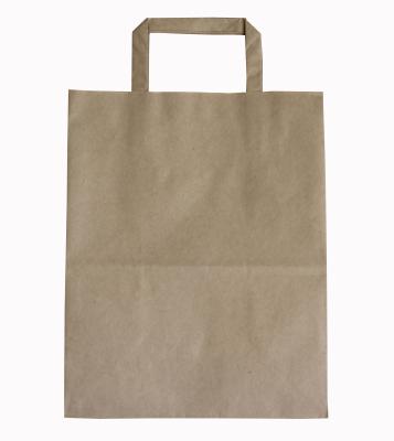 China Flat Handle Hamburger Package Kraft Paper Bag Shopping Bag for Fast Food Delivery for sale