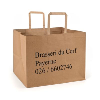 China Flat Rope Kraft Paper Thickened Shopping Handbag With Printed Logo Gift Bag Biodegradable Environmentally Friendly Packaging Bag for sale