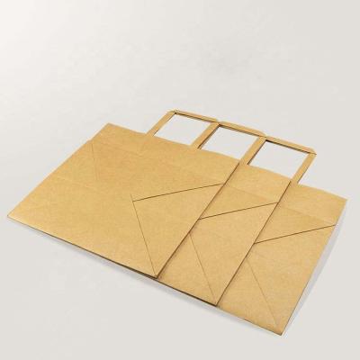 China Customizable Large Brown Kraft Paper Shopping Bags Flat Handles Eco-Friendly Biodegradable For Food Take-Out Grocery for sale