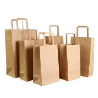 China Eco-Friendly Durable Brown Kraft Paper Recycled Paper Bags With Cotton Handle for sale