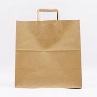 China Flat Fold Handle Durable Using Biodegradable Kraft Paper Packing Bags With Handle for sale