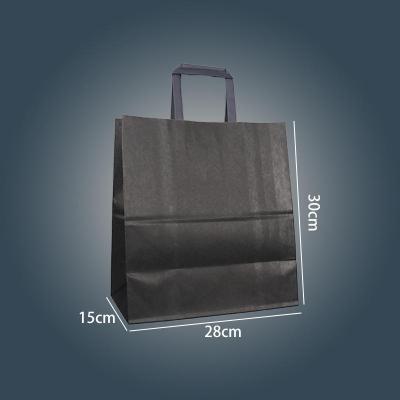China Custom Kraft Disposable Paper Bag Twisted Flat Rope Handle For Food Packaging Take Away for sale