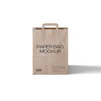 China Flat Kraft Handle White Brown Kraft Paper Gift Clothes Packaging Bag Custom for sale