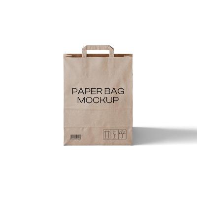 China Flat Kraft Handle White Brown Kraft Paper Gift Clothes Packaging Bag Custom for sale