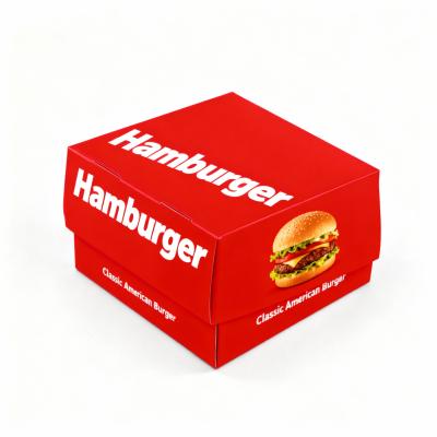China Custom Logo Disposable Cardboard Paper Food Packaging Reusable Oil-Proof Burger Box for Fried Chicken for sale