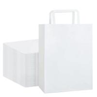 China Customizable White Kraft Paper Bag With Flat Handle  Shopping Exhibition Promotion for sale