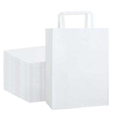 China Customizable White Kraft Paper Bag With Flat Handle  Shopping Exhibition Promotion for sale