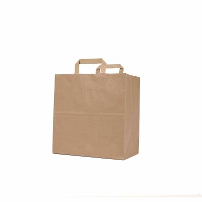 China Bags Shopping Kraft Brown Recycled With Tote Hand Logo Shopper Carry Custom Compostable Cup Carrier For Paper Bag Flat Handle for sale