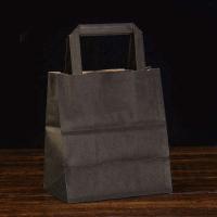 China Grocery Carrier White Brown Square Bottom Kraft Bags Gift Flat Handle Paper Bags for sale