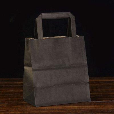 China Grocery Carrier White Brown Square Bottom Kraft Bags Gift Flat Handle Paper Bags for sale
