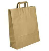China Custom Logo Printing Recyclable Thick 150gsm Durable Yellow Kraft Paper Shopping Bag With Flat Handle for sale