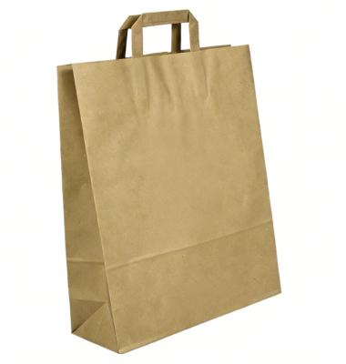 China Custom Logo Printing Recyclable Thick 150gsm Durable Yellow Kraft Paper Shopping Bag With Flat Handle for sale