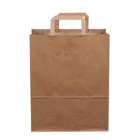 China Thickened Big Size Brown Square Bottom Kraft Paper Bags With Flat Handles My Logo Prints for sale