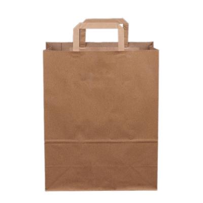China Thickened Big Size Brown Square Bottom Kraft Paper Bags With Flat Handles My Logo Prints for sale
