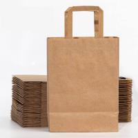 China Kraft Paper Bag With Flat Handles For Shopping ,Take Away Food Custom Printing Accept for sale